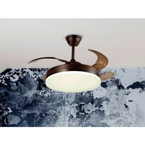 Schuller Vento 6 Speed Ceiling Fan Brown with LED Light, Retractable ...