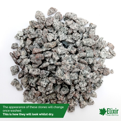 (Silver Granite, 20kg x 1) Decorative Stone Coloured Pebbles Cobbles ...
