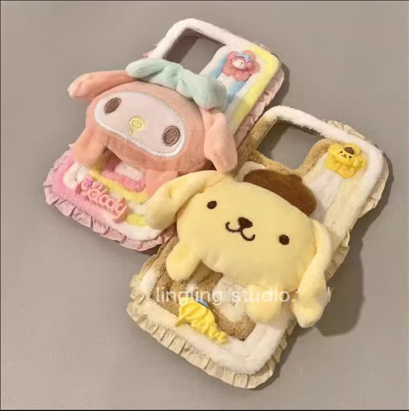 Kuromi Melody Pom Pom Purin Plush Phone Case For iphone 11 to 14 Pro ...