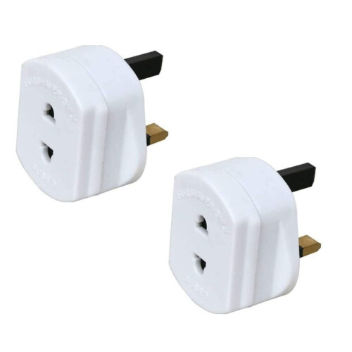 2x Shaver Plug Adapter 2 Pin To UK 3 Pin Power Converter Electric Plug ...