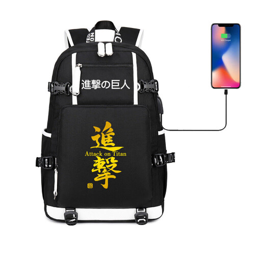 Attack on Titan Laptop Backpack Black USB Shoulder Bags Student School ...