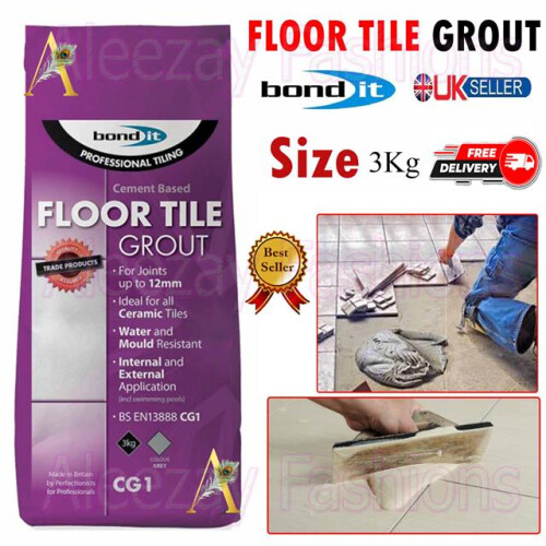 Bond It GREY Floor Tile Grout 3kg Cement Based Formula Ceramic Tiles on ...