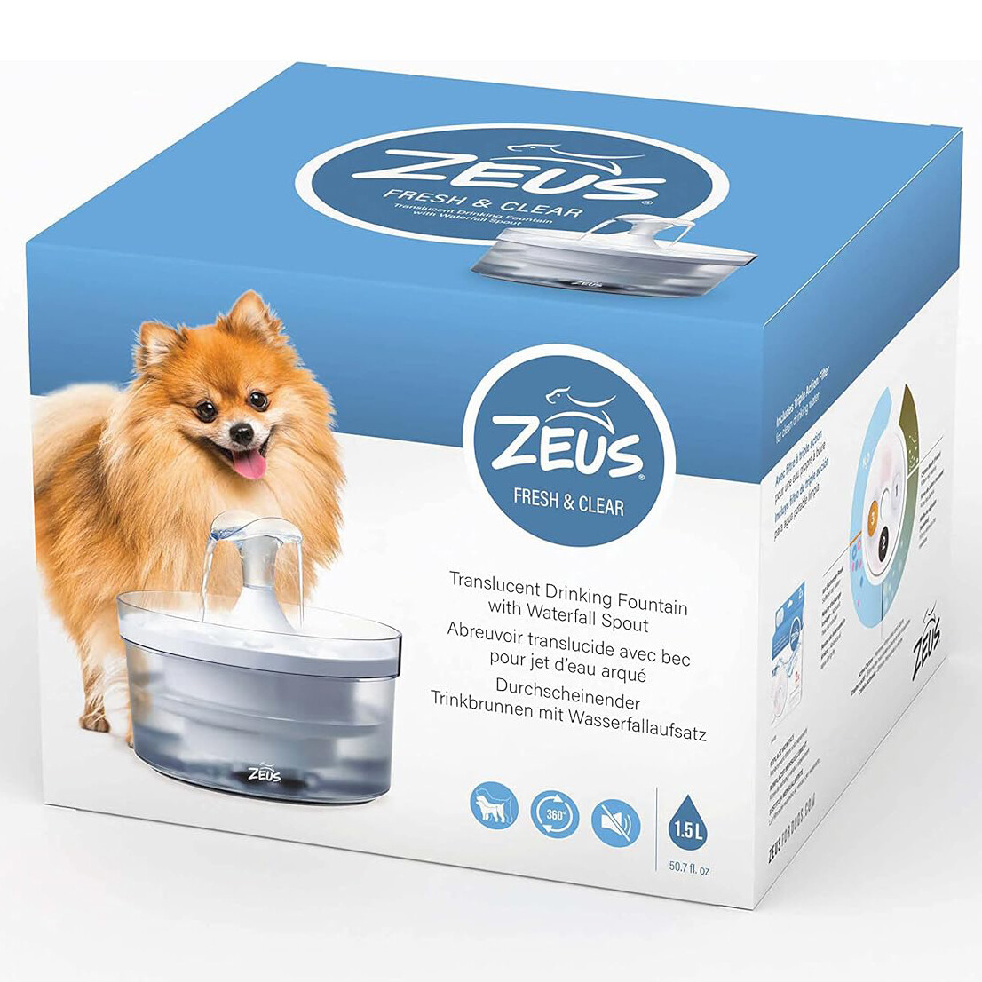 Zeus Fresh & Clear 360 Dog Drinking Fountain with Waterfall Spout on OnBuy