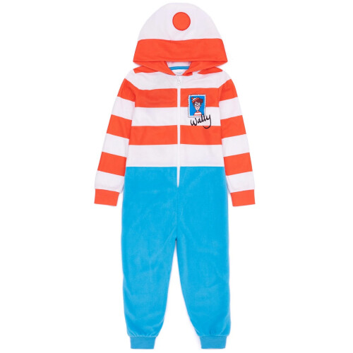 (3-4 Years, Blue/Red) Wheres Wally? Childrens/Kids Costume Sleepsuit on ...