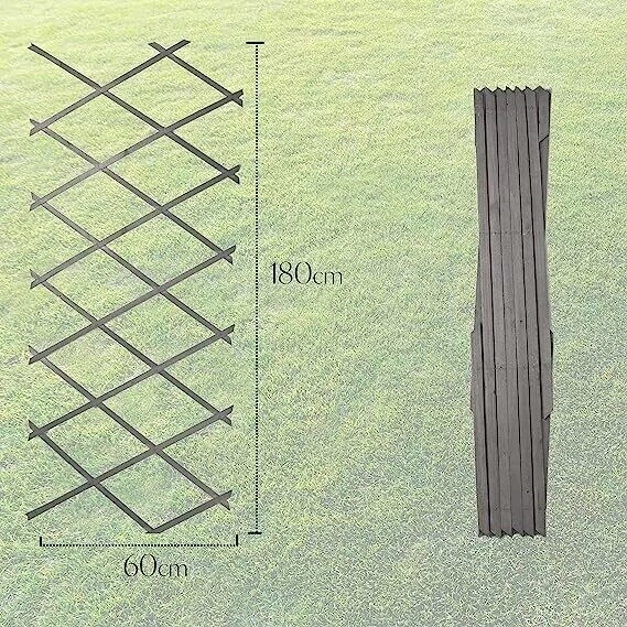 (Grey, 180cm x 60cm) 3 Pc Expandable Wooden Trellis Perfect for Garden ...
