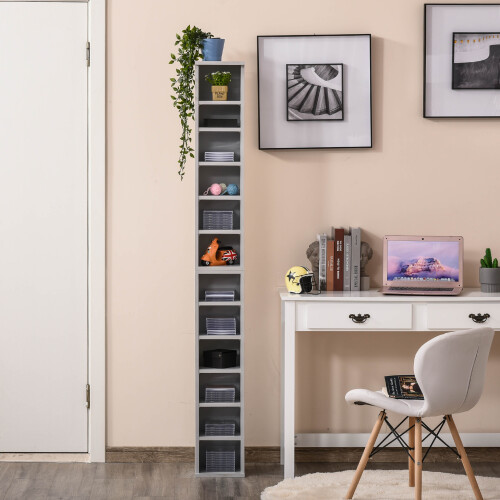 HOMCOM Set of 2 CD Storage Units with Adjustable Shelves Grey on OnBuy