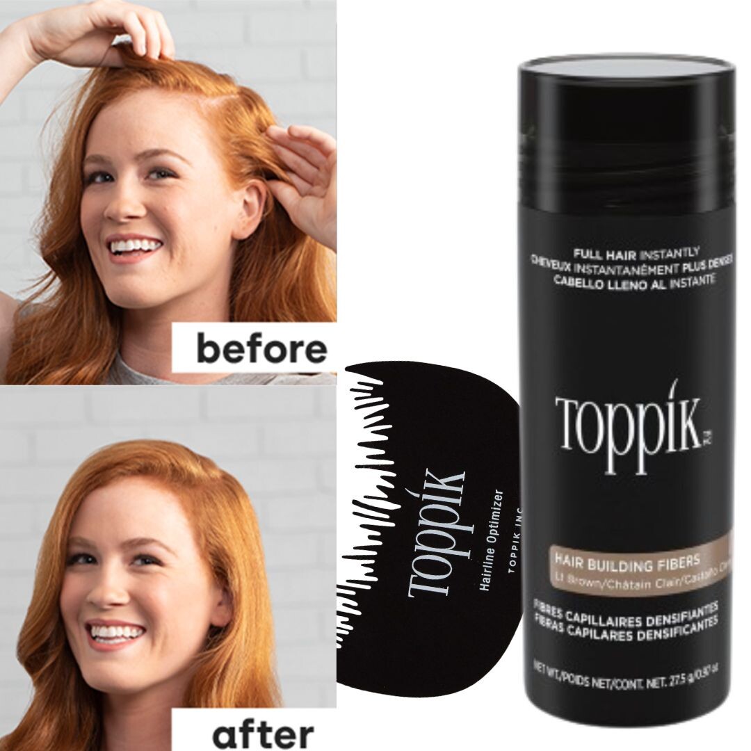 Toppik Hair Building Fibers Light Brown 27.5g + Free Hairline Optimizer (Comb) | Fill In Fine or ...