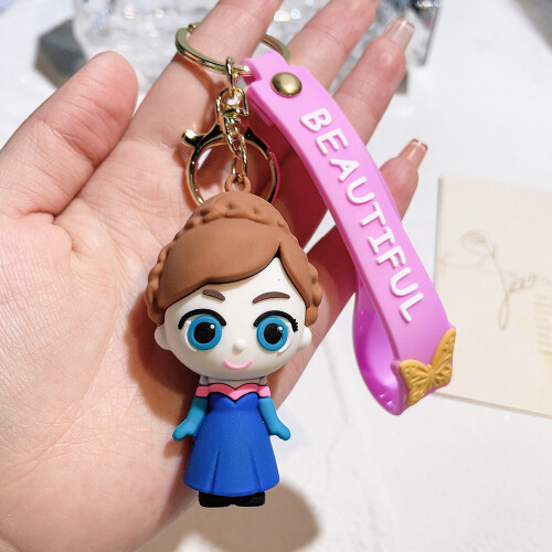 (Princess 2) Princess Cute Keychain Set Silicone Mermaid Belle Elsa ...