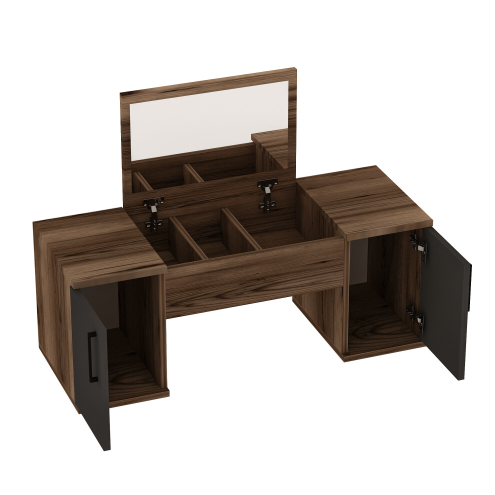 Light Walnut Anthracite Marie Makeup Vanity Dressing Table with Mirror on OnBuy