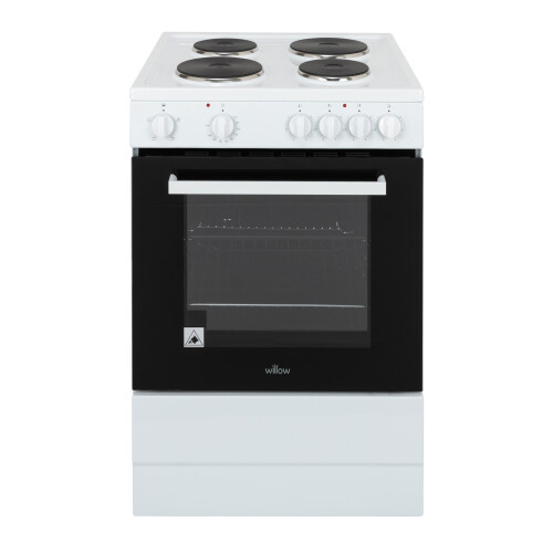 Willow 68L White Freestanding Single Cavity Electric Cooker, 4 Burners ...