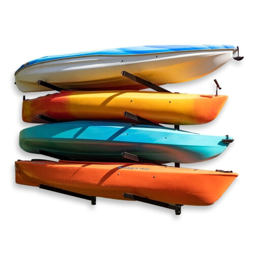 Outdoor 4 Kayak Storage Rack Wall Mount, Holds 400 Lbs, All Weather ...