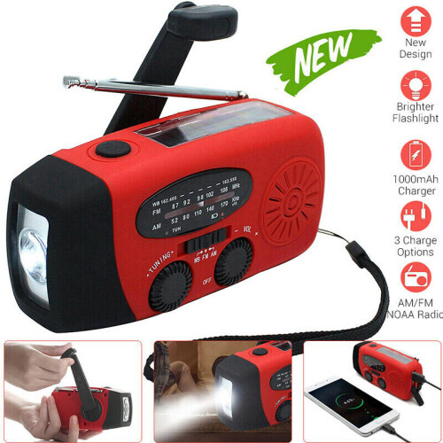 Hand Crank Dynamo Wind Up Solar Portable AM FM Radio USB Charger ...