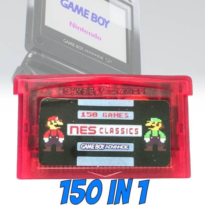 150 In 1 Game Cassette Card For Nes Gameboy Advance Sp Retro Mario ...