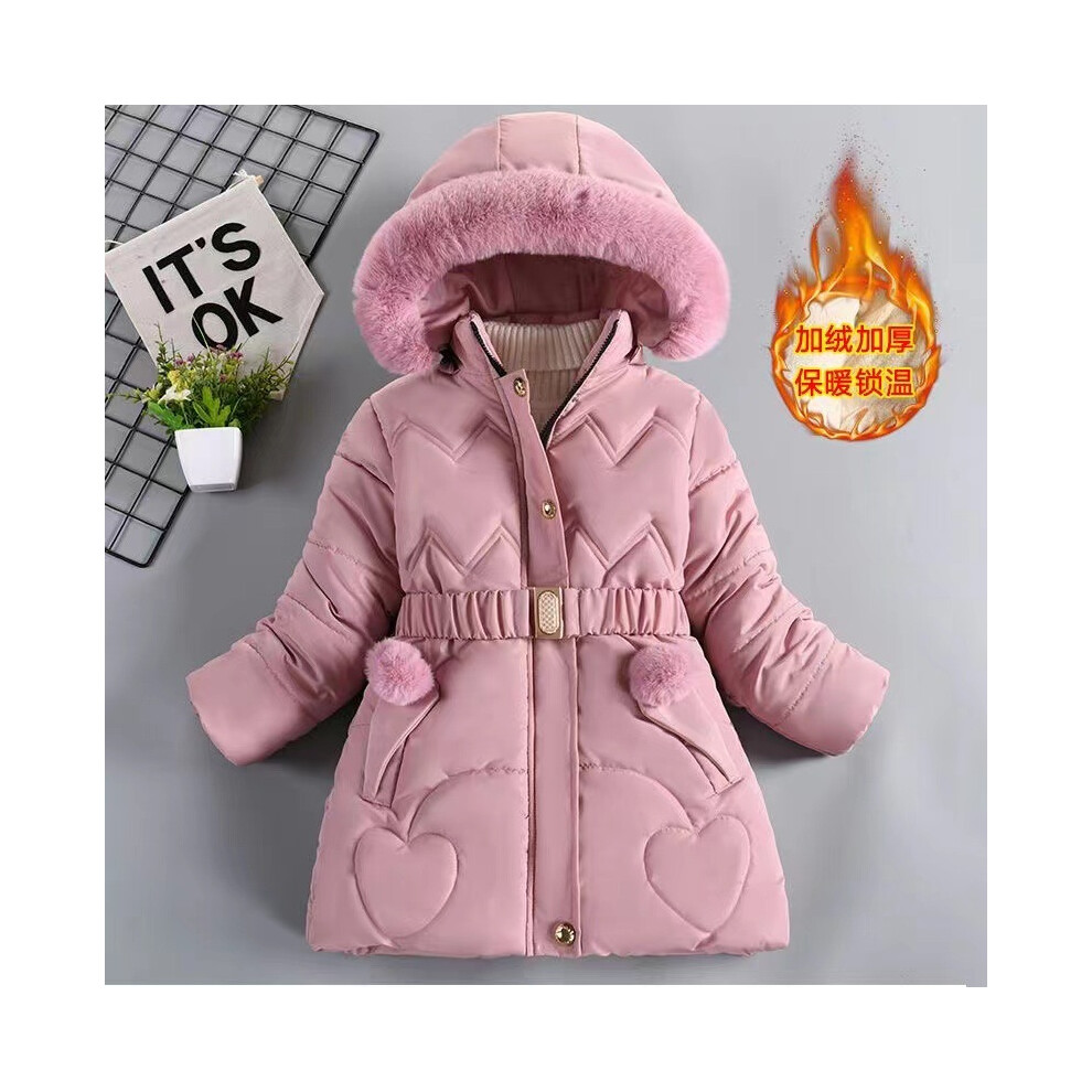 (pink, 4T-5T(Size 120)) Winter Girls Coat Keep Warm Thicken Kids Jacket ...