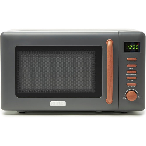 800 Watt gray microwave oven level 5 power, fast automatic cooking ...