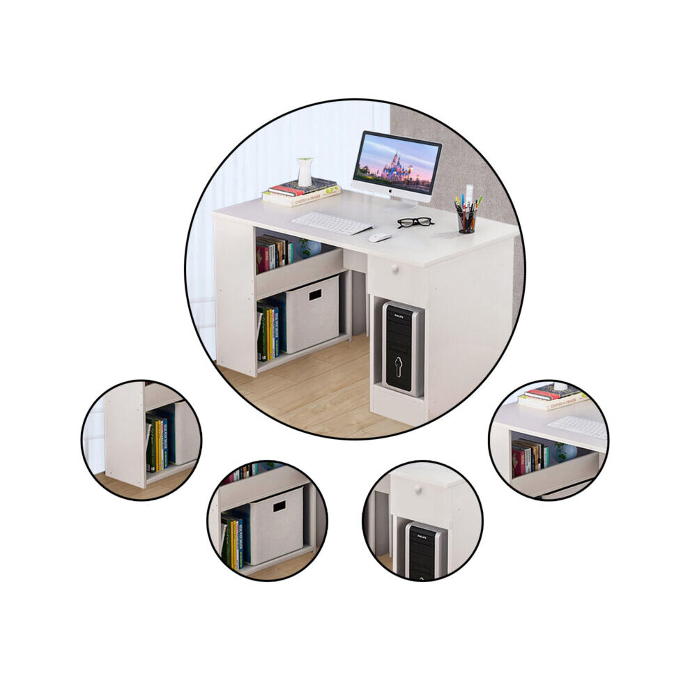 Computer Desk Shaped PC Laptop Gaming Table Bookcase on OnBuy