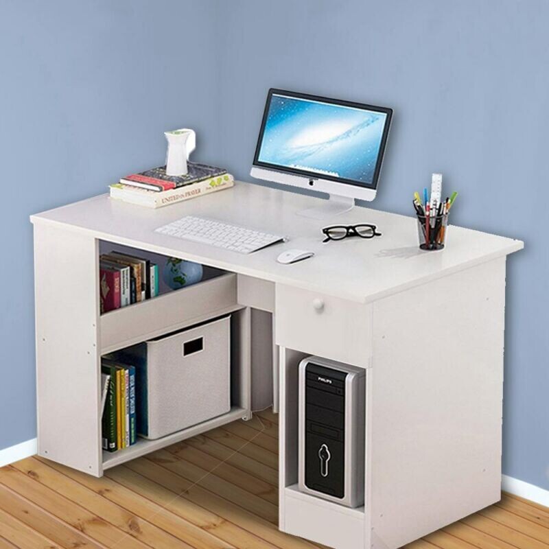 Computer Desk Shaped PC Laptop Gaming Table Bookcase on OnBuy