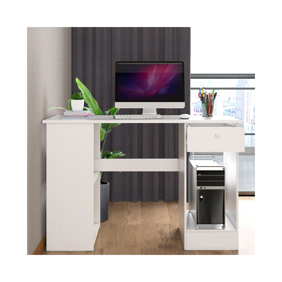 Computer Desk Shaped PC Laptop Gaming Table Bookcase on OnBuy