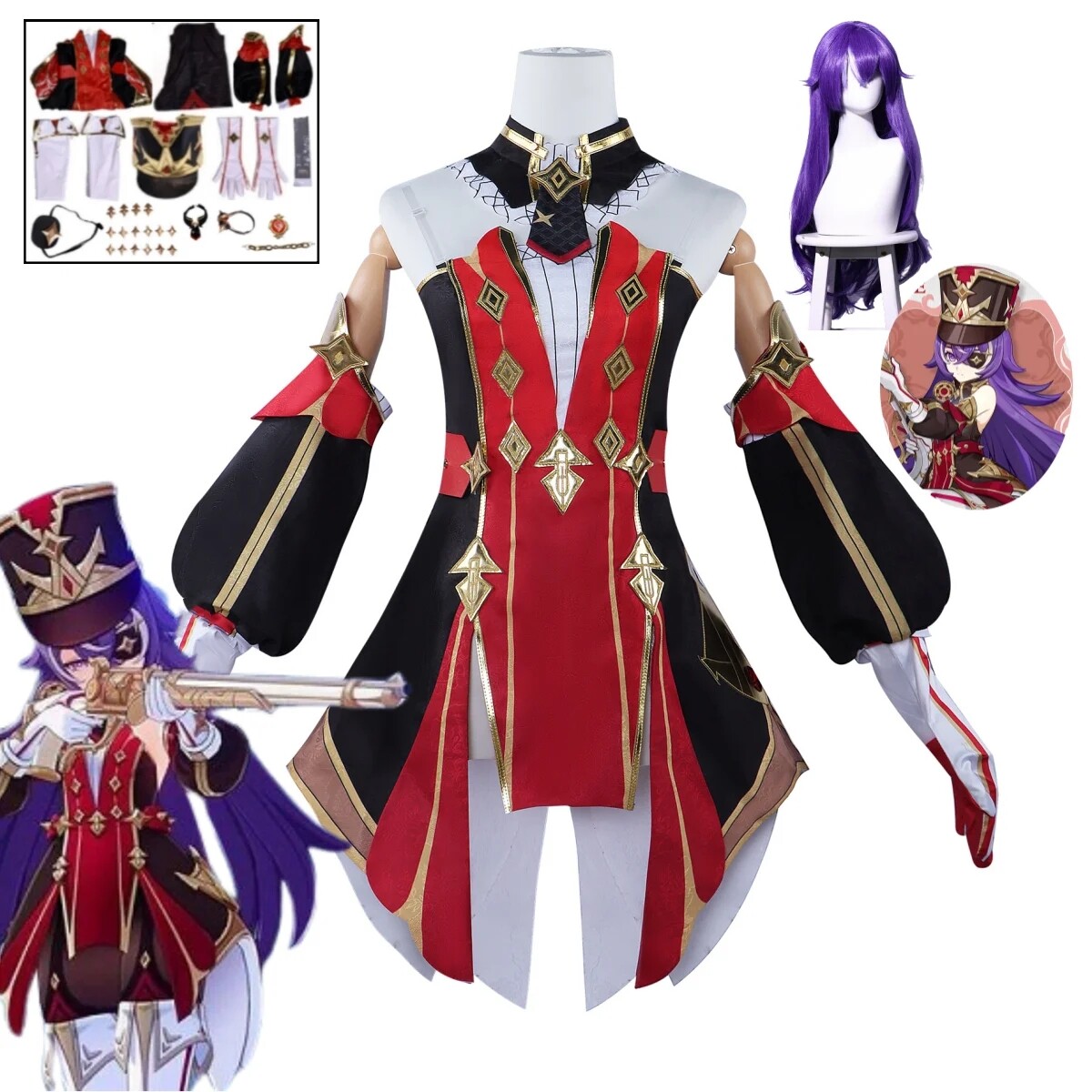 (XXL) Game Genshin Impact Chevreuse Cosplay Costume Dress Props Wig ...