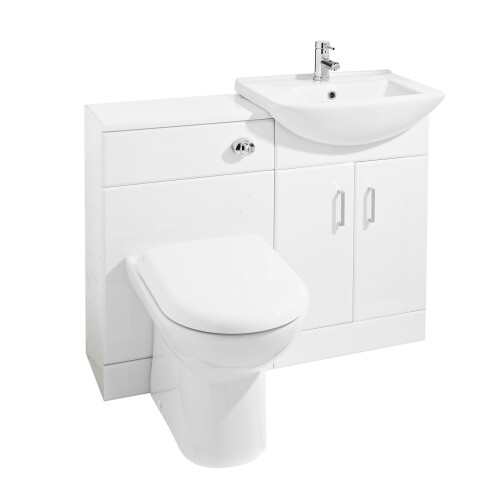 Cloakroom Furniture Pack - Cabinet, Square Basin, WC Unit, Concealed ...