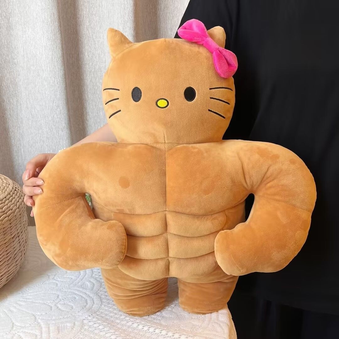 (40cm hello kitty) Sanrio Kawaii Hello Kitty Muscle Plush Funny Chest ...