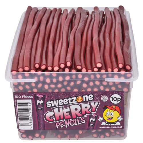 (2 x Cherry Pencils 1.1KG TUB - 1I089) Sweetzone Pencil Sweets 2 x 1 ...