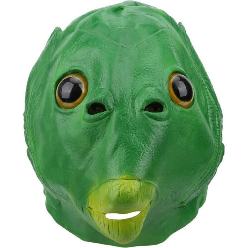 Green Mouth Fish Latex Mask, New Halloween Costume Party Animal Helmet ...