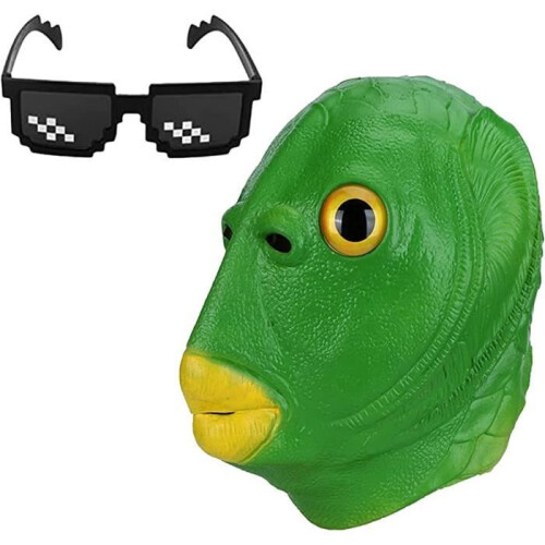 Animal Latex Hood, Green Fish Mask, Frog Mask, Realistic Mask, Animal ...