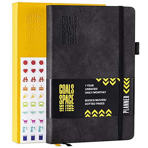 GoalsSpace 2023 Undated Daily Planner - A5 Size - Vegan Leather - 365 ...