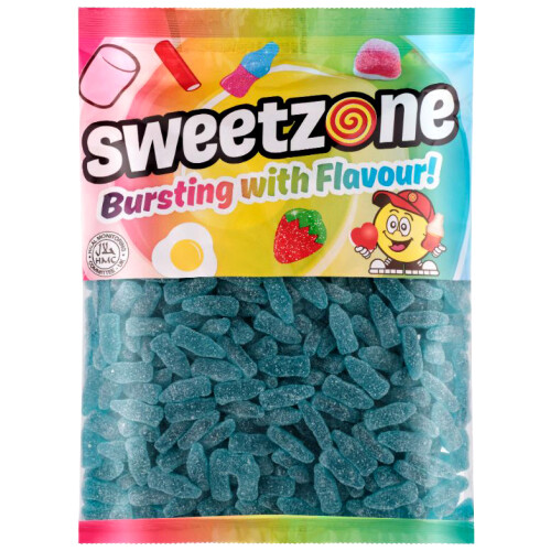 (Fizzy Blue Raspberry Bottles 1KG Bag - 1F003) Halal Sweets Cola ...