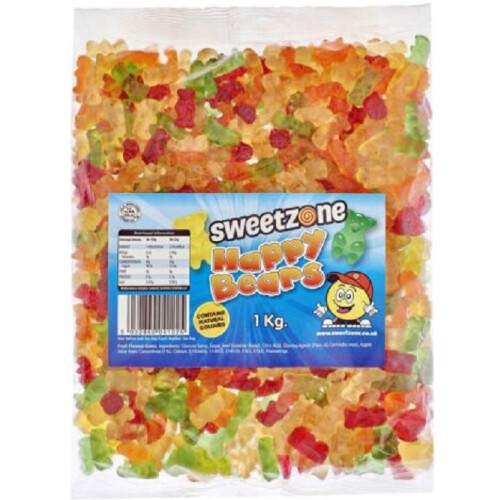 (Happy Bears 1KG Bag - 1F029) Halal Sweets Bubblegum Balls, Peach Rings ...