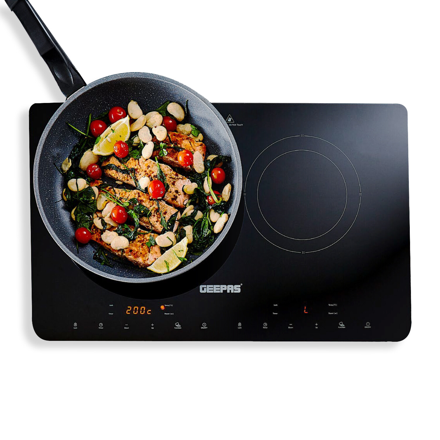 Geepas 2800W Double Induction Hob Cooker, Digital w/LED Touch Display ...