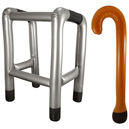 Inflatable Zimmer Frame and Walking Stick Set. Great Fun novelty ...