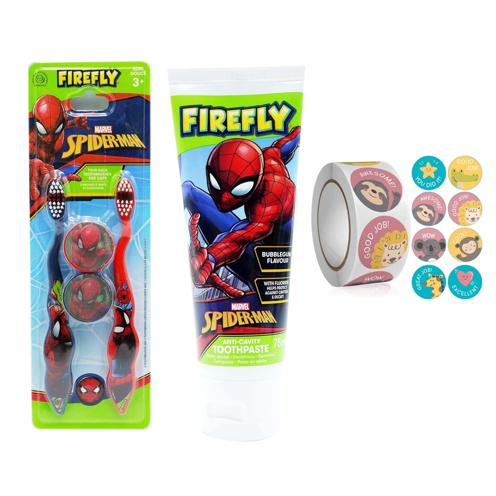 Spiderman Toothpaste for Kids & Children (Bubblegum) & Toothbrush Duo ...