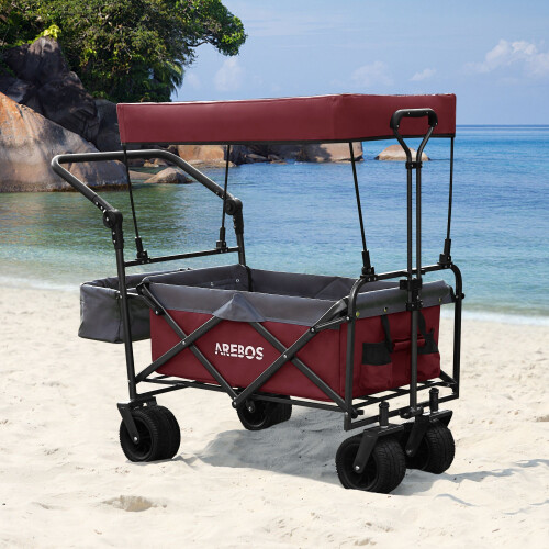 AREBOS Handcart Foldable with Roof | Luxury Hand Trolley | Folding ...