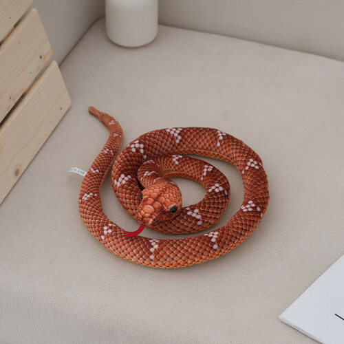 (Brown, 210cm) Simulation High Plush Snake Toy Realistic Fake Cobra ...
