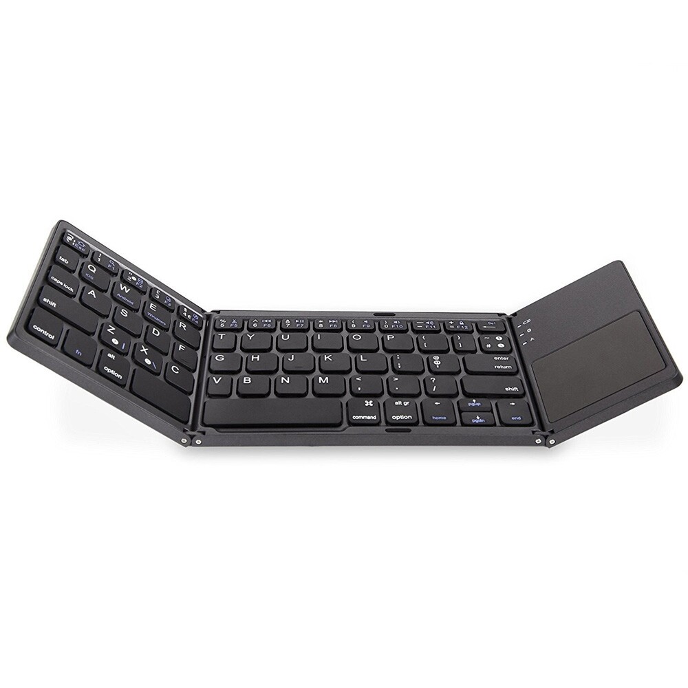 (black) 64 Keys Foldable Wireless Keyboard Bluetooth with Ultra Slim Touchpad Rechargeable ...