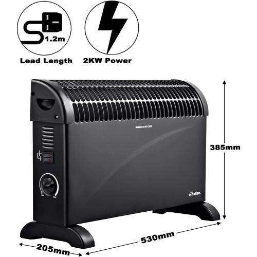2kW Floor Free Standing Home & Office Portable Convector Radiator ...