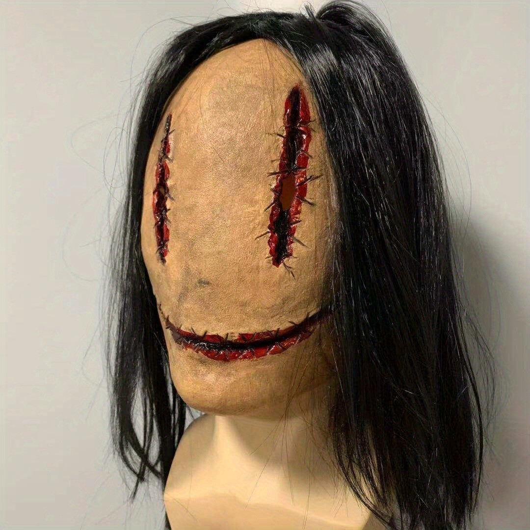 (1pc) Halloween Horror Scary Faceless Latex Ghost Mask with Wigs Demon ...