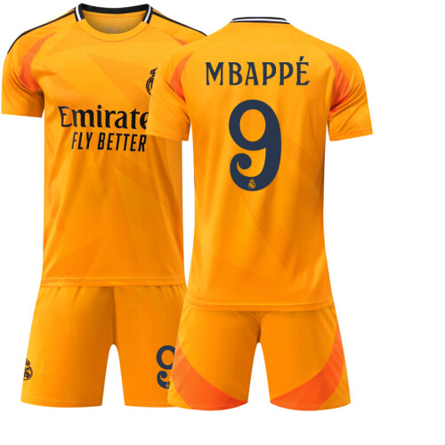 (26(140-150cm)) 2425 Real Madrid away jersey orange Mbappe football ...