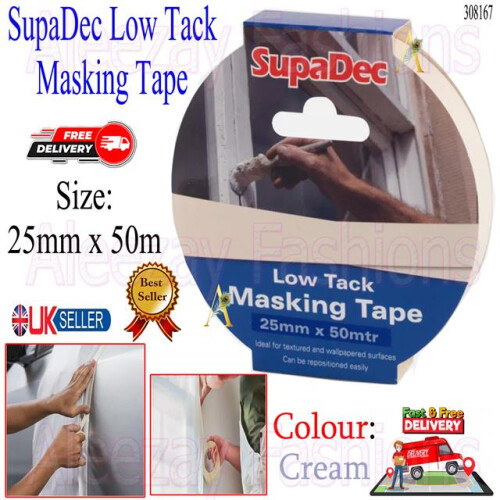 SupaDec DIY Painters Multi-Surface Low Tack Masking Tape Roll 25mmx50m ...