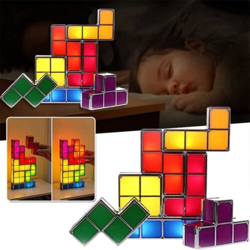 Stackable Tetris Table Lamp, Tangram Puzzles LED Lamp, 3D Induction ...