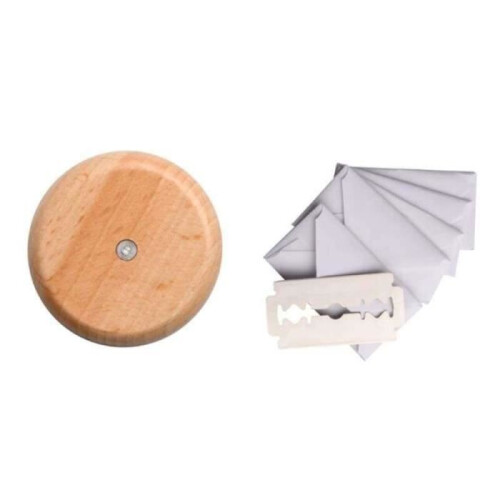 HK06769-Wooden bread knife. razor knife with storage bag Round bread ...