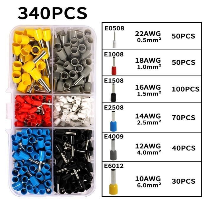 ELECTRICAL TERMINAL,340PCS--Insulated Crimp Terminals Connector, Tubular Electrical Wire ...