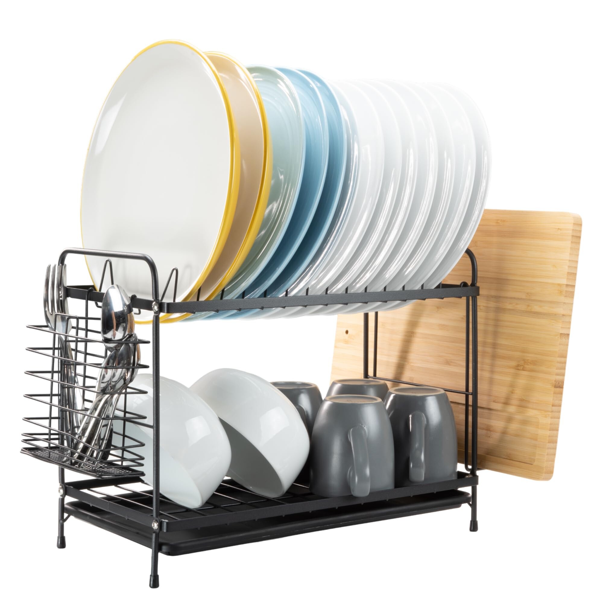 2 Tier Dish Drainer Rack | Dish Drainers with Drip Tray | Non-Slip Dish ...