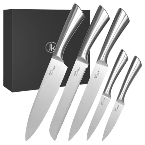 5-in-1 Chef Knife Set High Carbon Stainless Steel Kitchen Knives Single ...