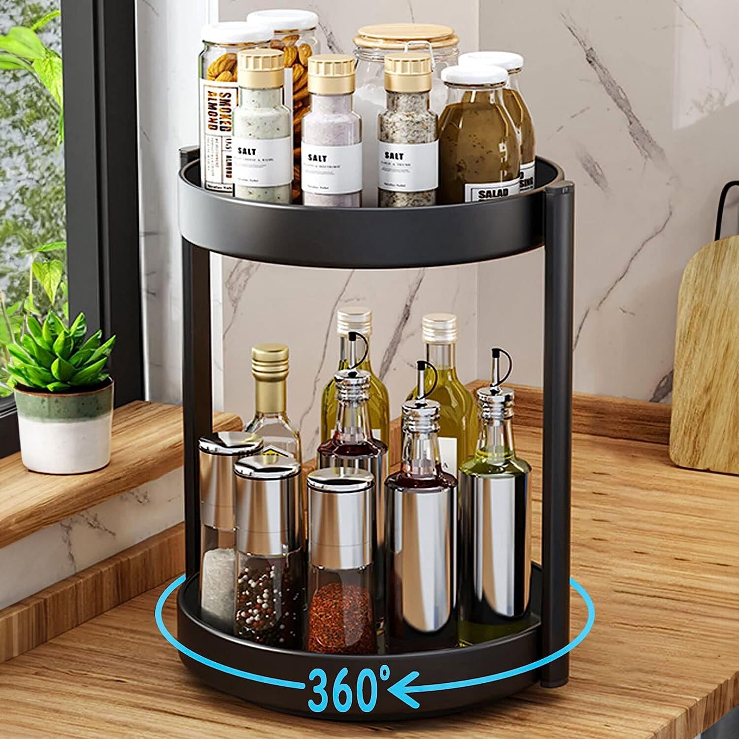 Lazy Susan Turntable, 2 Tier 360Lazy Susan Cupboard OrganizerTurntable ...