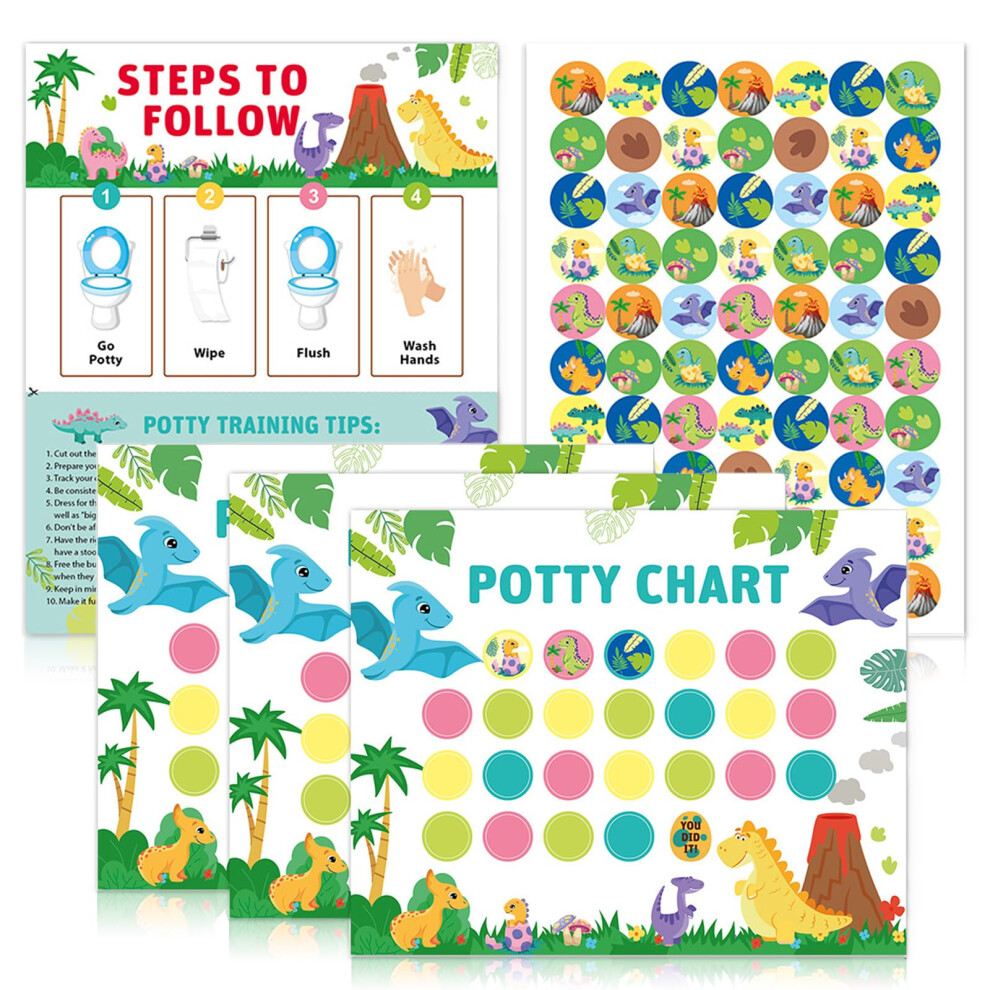 Potty Training Reward Chart, Dinosaur Toilet Training Chart, 3 PCS ...