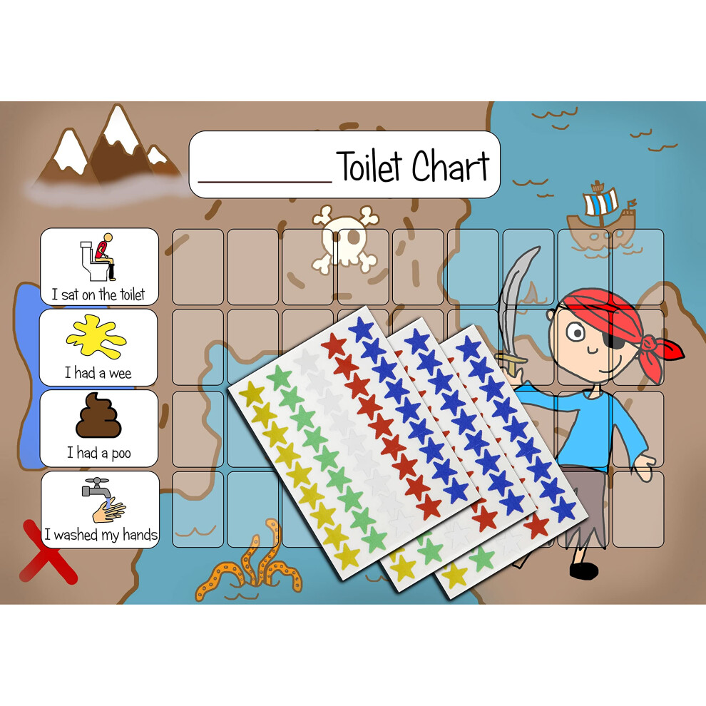 Pirate Potty Training Reward Chart -Toilet Training Chart for Toddlers ...