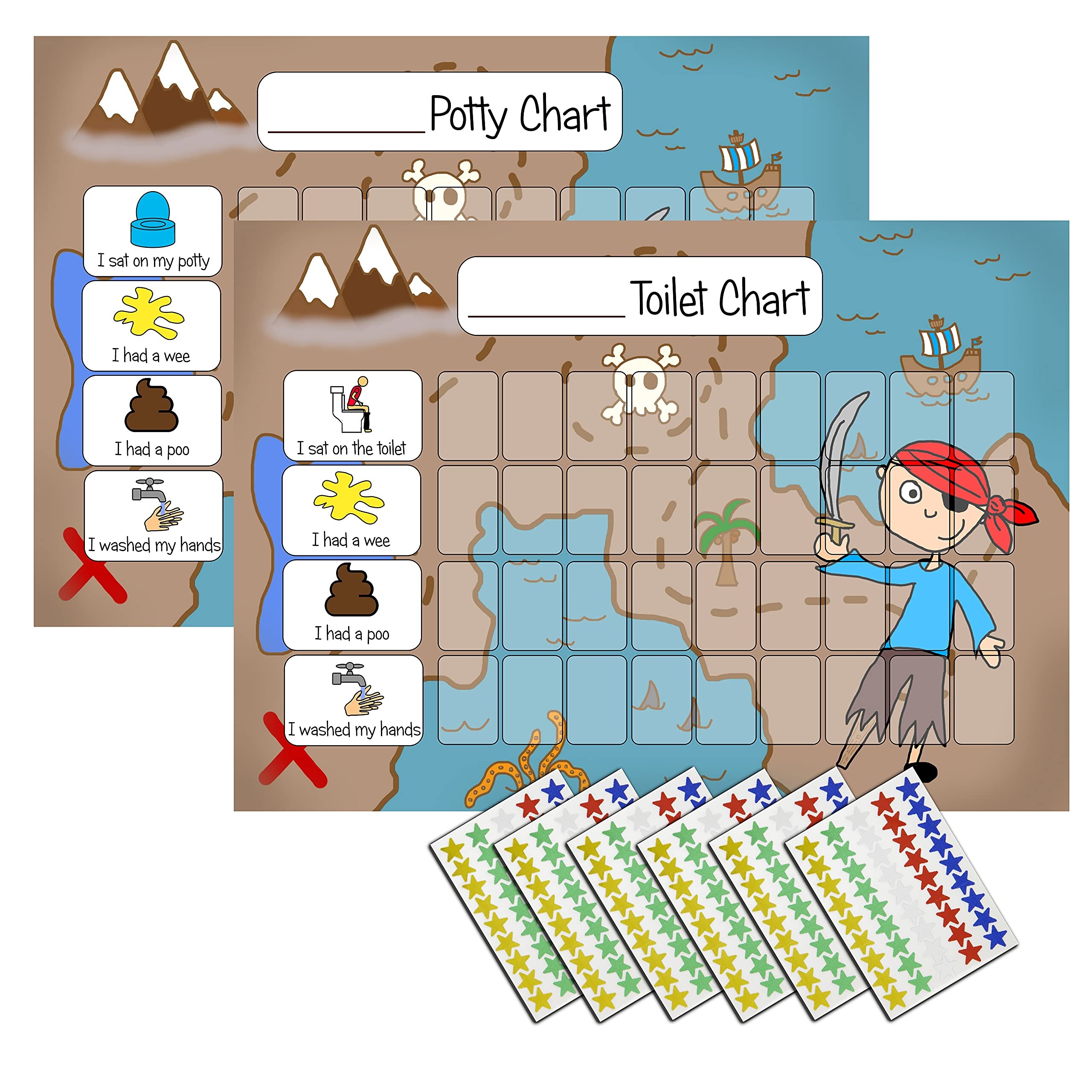 Pirate Potty Training Reward Chart -Toilet Training Chart for Toddlers ...